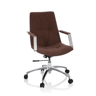 hjh OFFICE 670983 Siège de Bureau SARANTO II Tissu, Fauteuil pivotant, Chaise, Brun Moyen