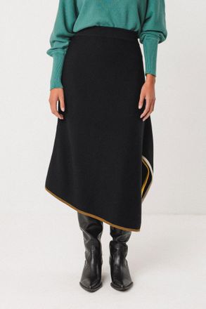 SKFK Damen vegan Strickrock Asymmetrisch Nahiane Schwarz