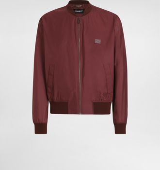 Dolce & Gabbana Bomberjacke Aus Technischem Gewebe Mit Plakette - Mann Mäntel Und Jacken Bordeaux 58