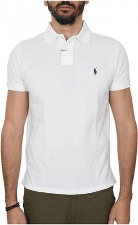 Ralph Lauren Homme, Tops, Blanc, Taille: 2XL Polo en maille coupe ajust&eacute;e personnalis&eacute;e