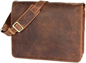 House Of Leather Sac Bandouli&egrave;re pour Homme &agrave; Porter &agrave; l&Eacute;paule, Marron Peau Moyen