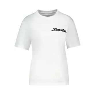 Lanvin Kleines Band Baumwoll-T-Shirt - - Tops - Damen - Wei&szlig; - M