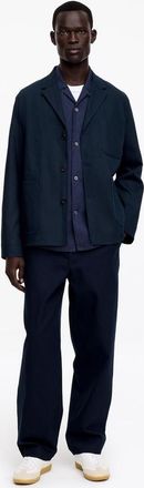 Arket L&auml;ssiger Blazer Aus Baumwolle Und Leinen -Blau