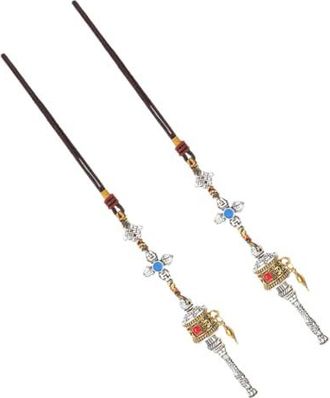 NUOBESTY Ornement Suspendu Moulin &agrave; Pri&egrave;res Tib&eacute;tain Lot de 2 Pendentif Six &laquo; Om Padme Hum &raquo; en M&eacute;tal Amulette Feng Shui Protection Voyage D&eacute;coration Voiture R