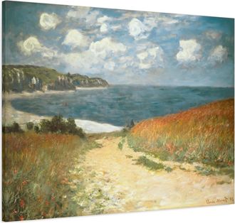 Generic Claude Monet Path in the Wheat in Pourville - Canvas Print Coastal Landscape 40x30inch 100x75cm (Horizontal) / 1.25inch 3.175cm