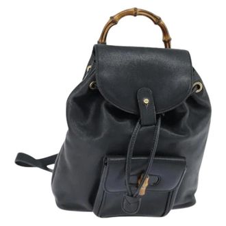 Gucci Pre-owned Lederrucksack - - Pre-owned - Damen - Schwarzk - ONE SIZE