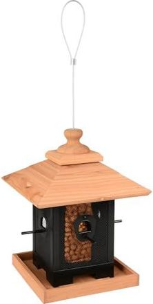 Flamingo Vogelfutterhaus - Zulma Natur - 32 cm - Für Erdnüsse - Holzdesign - Wetterfest - Flamingo