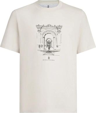 Brunello Cucinelli Cotton Jersey Crew Neck T-shirt With Print
