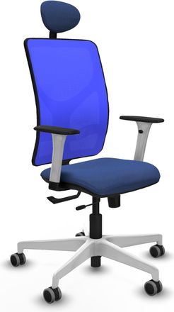 Piqueras y Crespo Programmierstuhl mit wei&szlig;en und schwarzen Armlehnen, h&ouml;henverstellbarer Lendenwirbelst&uuml;tze und festem Kopfteil, ausgestattet mit Syncro/Traslack. Blau