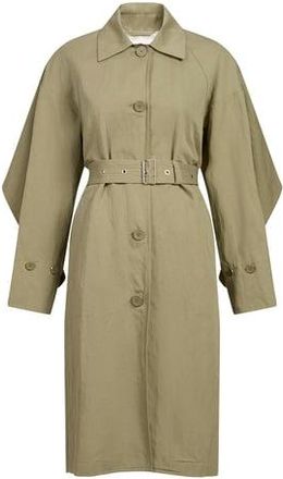 Helmut Lang Trench crois&eacute; &agrave; cape en coton et lin m&eacute;lang&eacute;s