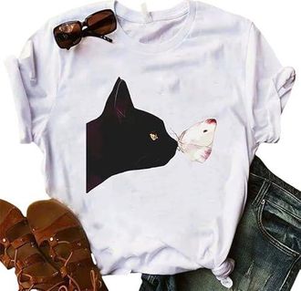 Keephen Maman Chat Maman Chien T-Shirts pour Femmes Patte de Chat Patte de Chien Impression 3D T-Shirt Manches Courtes Col Rond Animal de Compagnie Amoureux G