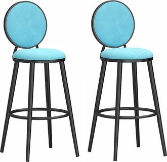 Generic Barhocker, Samt-Tresenhocker, Esszimmerst&uuml;hle mit weicher R&uuml;ckenlehne und Metallbeinen, einfach zu montieren, St&uuml;hle f&uuml;r K&uuml;chentheke/Esszimmer/Hausbar