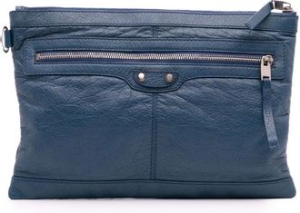 Balenciaga Clutches - Lambskin Motocross Classic Clip M Clutch - Gr. unisize - in Blau - für Damen