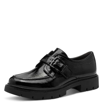 Tamaris Comfort Damen Slipper Rund mit Schnalle, Schwarz (Black Patent), 39 EU