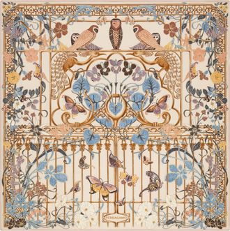 Ferragamo Damen Seidenhalstuch mit Jugendstil-Print Braun