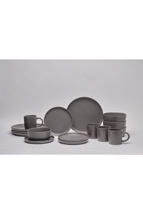 Novel Kombiservice Salerno, Grau, Keramik, 16-teilig, Uni, 410 ml,900 ml, Lfgb, lebensmittelecht, Essen & Trinken, Geschirr, Geschirr-Sets, Kombiservice