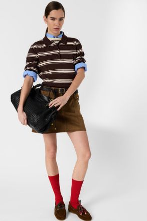 Gerard Darel Polo ray&eacute; &agrave; manches courtes - LEILA - Marron