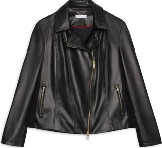 Fiorella Rubino Femme, Vestes, Noir, Taille: 54 FR Blouson motard avec fermeture &eacute;clair asym&eacute;trique
