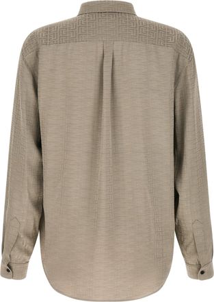 Balmain Jacquard Monogram Viscose Shirt - Taupe
