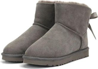 Generic QXDZSW Bottes dhiver chaudes avec noeud pour femme Taille 34-45, gris, 38.5 EU