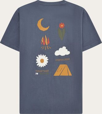 Knowledge Cotton Apparel Herren vegan T-Shirt Herren R&uuml;ckenaufdruck Vintage Indigo