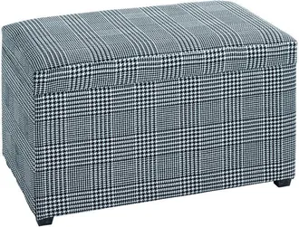PEGANE Coffre de rangement en MDF et tissu coloris noir-blanc - Longueur 65 x Hauteur 42 x Profondeur 40 cm -PEGANE