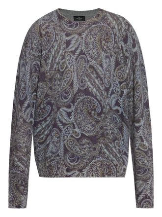 Etro pull en laine côtelée à motif cachemire - Gris