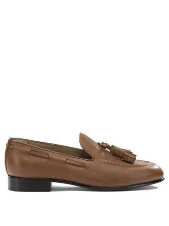 Ferragamo Tapered Brown Leather Loafers With Decorative Tass - Gr. 5_5 - in Braun