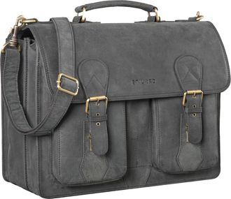 STILORD Kronos Aktentasche Leder Herren Lehrertasche Leder-Tasche Büro Business groß Arbeitstasche Umhängetasche Vintage Echtleder aufsteckbar, Farbe:anthrazi