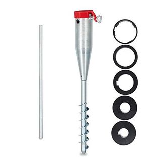 Relaxdays Bodenh&uuml;lse Sonnenschirm, Drehh&uuml;lse, Adapter 25-55 mm, Sonnenschirmhalter, Drehstange, Stahl verzinkt, Silber