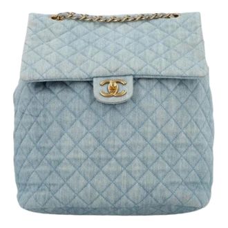 Chanel Sac &agrave; dos en denim matelass&eacute; losanges Pre-owned - Femme - Pre-owned - Bleu - Taille: ONE Size