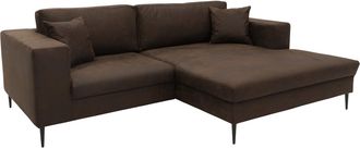 Loftscape home24 Ecksofa Samar Braun Microfaser Medea 244 x 83 x 173cm Longchair davorstehend rechts Landhaus