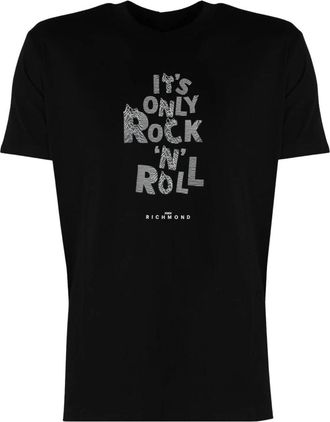 John Richmond T-Shirt mit Rundhalsausschnitt und Grafik-Print - - Tops - Herren - Schwarzk - XL