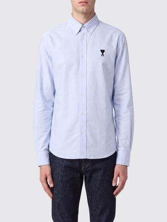 Ami Chemise slim en coton avec col boutonn&eacute; et logo brod&eacute;