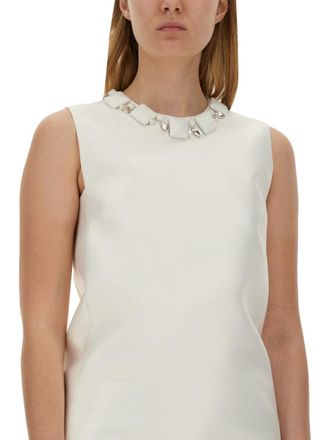 Versace Crystal-Embellished Dress - White