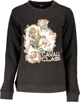 Cavalli Schwarzer Pullover mit langen &Auml;rmeln und Druck - - Sweatshirts & Hoodies - Damen - Schwarzk - XS