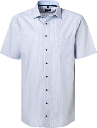 Olymp Herren Kurzarmhemd blau Baumwolle