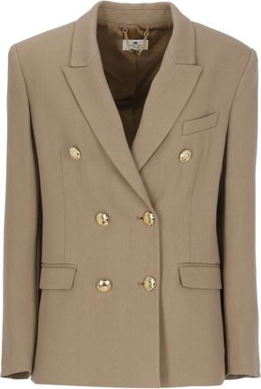 Elisabetta Franchi Femme, Vestes, Brun, Taille: 38 FR Double-breasted Button Blazer