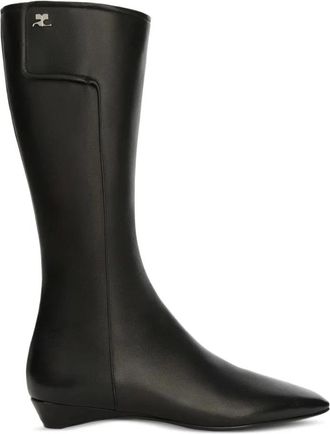 Courr&egrave;ges Femme, Chaussures, Noir, Taille: 38 EU Bottes &agrave; plaque logo