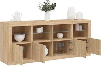 vidaXL Sideboard mit LED-Leuchten Sonoma-Eiche 163x37x67 cm - Vidaxl