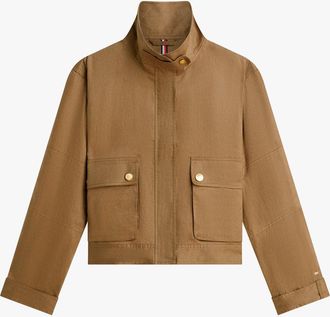 Tommy Hilfiger Veste droite &agrave; col montant en lin