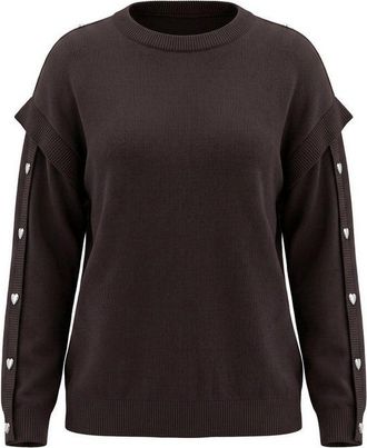 STUDIO UNTOLD Strickpullover Pullover Oversize Shape Langarm mit Heart-Kn&ouml;pfen