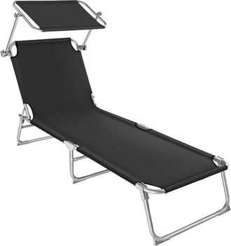 TecTake Chaise Longue Pliante Portable Bain de Soleil Jardin Exterieur avec Pare Soleil Chaise Longue inclinable Transat de Plage Relax Jardin Camping Salon d