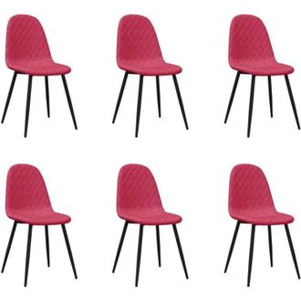 vidaXL Vidaxl - Chaises &agrave; manger lot de 6 rouge bordeaux velours