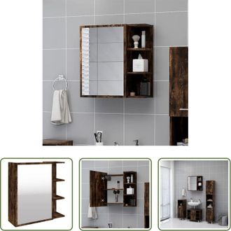vidaXL vidaXL Wandregal - Bad-Spiegelschrank R&auml;uchereiche 62,5x20,5x64 cm Holzwerkstoff