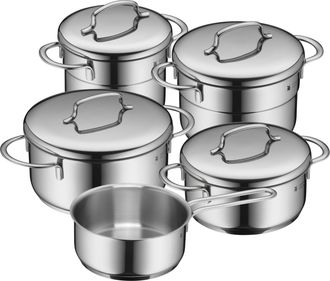 WMF Mini Topfset Induktion klein 5-teilig, Kochtopf Set mit Metalldeckel, Cromargan Edelstahl, T&ouml;pfe Set stapelbar, ideal f&uuml;r kleine Portionen
