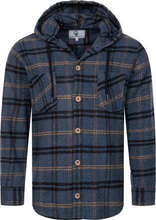 Rock Creek Herren Hemd Kariert Kapuzenhemd Karohemd Herrenhemd Flanell Hemden Holzf&auml;llerhemd &Uuml;bergangsjacke Langarm Kariert Winter H-334 Blau 4XL