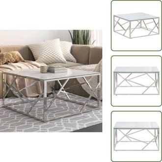 vidaXL The Living Store - vidaXL Couchtisch Silbern Edelstahl und Hartglas