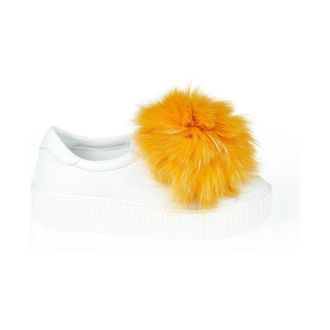 Mr & Mrs Italy Luxuri&ouml;se Fell Pom Pom Sneakers - - Shoes - Damen - Wei&szlig; - 37 EU