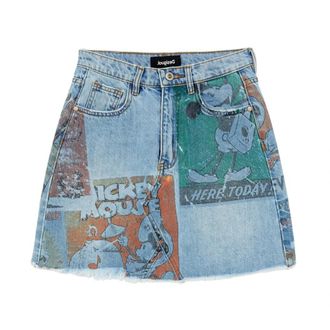Desigual Mickey Mouse Print Jeans-Minirock - - Skirts - Damen - Mehrfarbig - 2XL